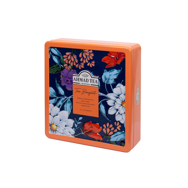 Floral Bouquet Tea Caddy (Orange) | AHMAD TEA USA